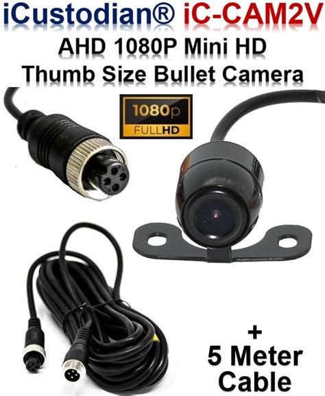 Icustodian Ic Cam2v 1080p Ahd Mini Car Taxi Cctv Camera 5m Cable