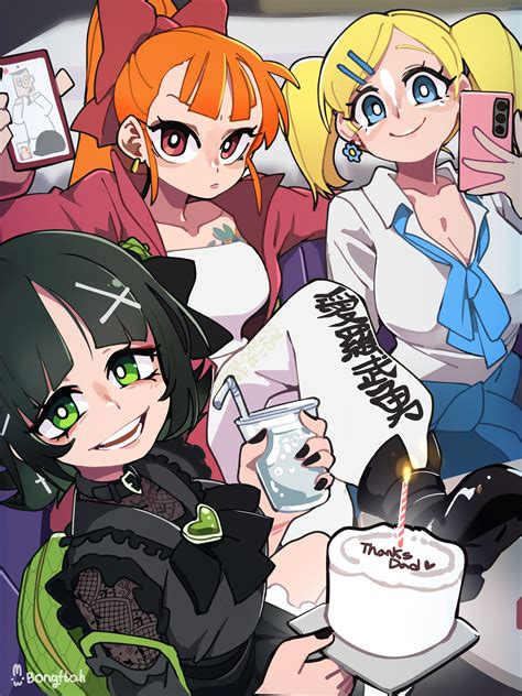 Buttercup Blossom Bubbles And Professor Utonium Powerpuff Girls