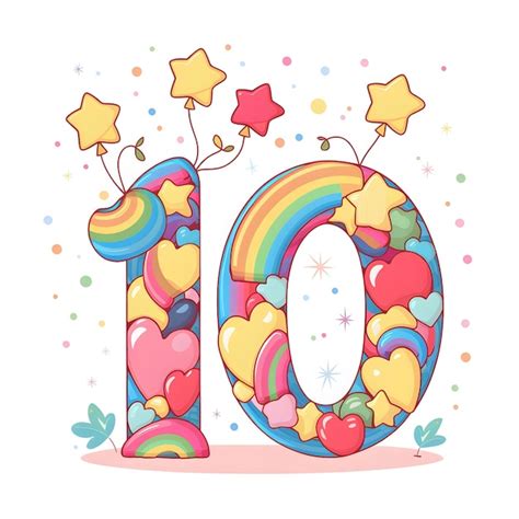 Numeric Digit 10 Vector Illustration Typography Of Number 10 With Playful Shapes Andr Balloon