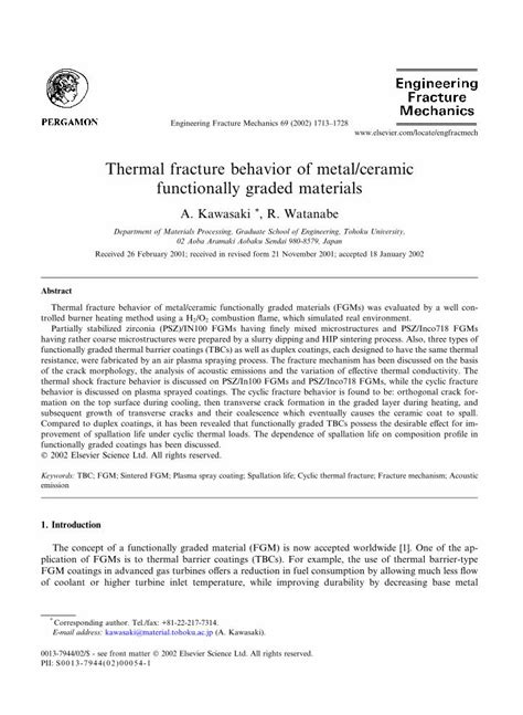 Pdf Thermal Fracture Behavior Of Metal Ceramic Functionally Graded