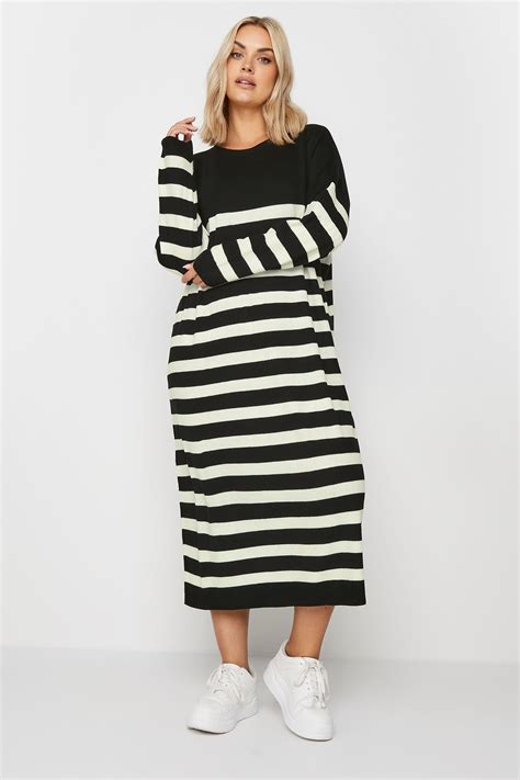 Plus Size Yours Curve Black Stripe Jumper Dress Yours Clothing