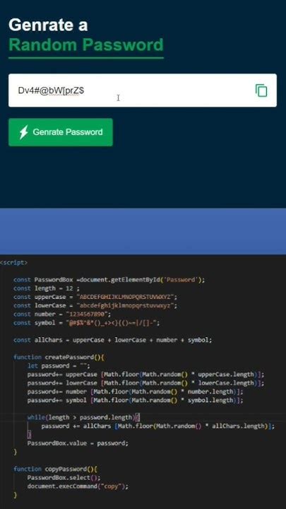 Random Password Generator Using Html Css And Javascript Ibrahimcodesmycodespassword Generator