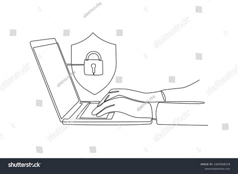 One Continuous Line Drawing Digital Security Stock Vector Royalty Free 2420568129 Shutterstock