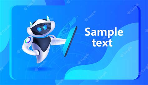 Premium Vector Cute Robot Cyborg Using Tablet Pc Modern Robotic