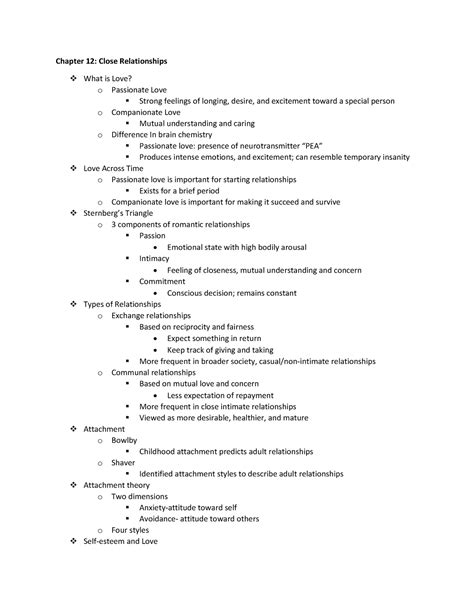 Chapter 12 Part 1 3 Notes Chapter 12 Close Relationships What Is