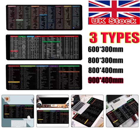 Excel Shortcuts Cheat Sheet Office Mouse Pad Keyboard Mats Desk Giant