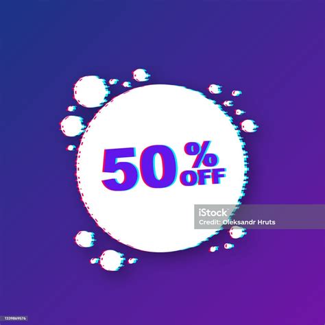 50 할인 배너 글리치 아이콘 할인 제공 가격 태그 벡터 그림입니다 50에 대한 스톡 벡터 아트 및 기타 이미지 50 가격 개념 Istock