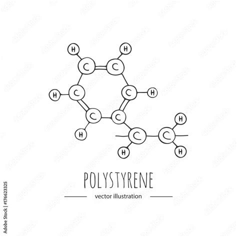 Hand Drawn Doodle Polystyrene Chemical Formula Icon Vector