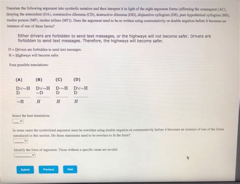 Solved Translate The Following Argument Into Symbolic Chegg Com