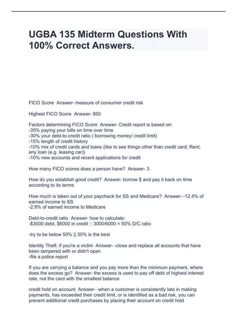 UGBA 135 Midterm Questions With 100 Correct Answers UGBA 135