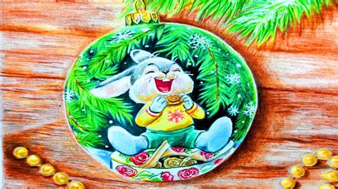 Как Нарисовать Елочную Игрушку Зайчик Youtube