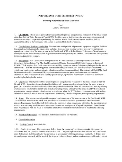 Fillable Online 37 602 Performance Work Statement Fax Email Print