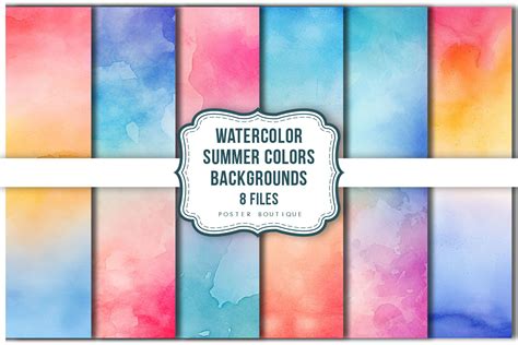 Watercolor Summer Colors Backgrounds Graphic By Poster Boutique