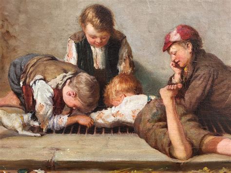 Huile Sur Toile Les Enfants Jouant Par Alfred Dickman Bastin 2