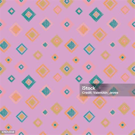 마름모 정사각형으로 원활한 벡터 기하학 패턴입니다 손 끝 없는 배경 질감된 기하학적 그림 그려 포장 웹 배경 벽지 파스텔 그래픽 일러스트 템플릿 0명에 대한 스톡 벡터 아트