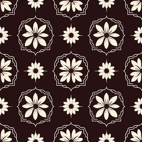 Symmetrical Geometric Flower Pattern On Brown Background Seamless Pattern Playground