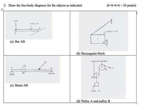 Solved 2 Draw The Free Body Diagrams For The Objects As