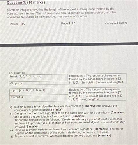 Question 3 30 Marks Given An Integer Array Find