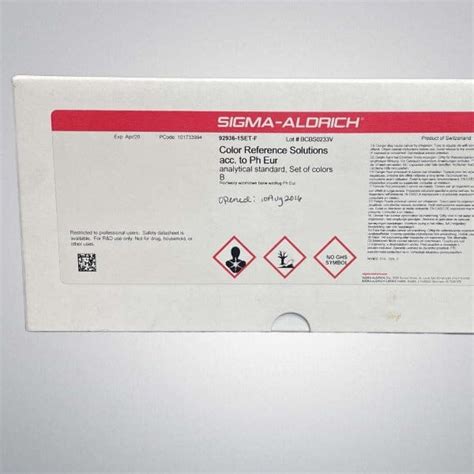 Sigma Aldrich Color Reference Solutions Set Of Colors B — Life Sciences