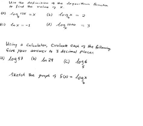 Solved Use The Definition Of The Logarithmic Function To Chegg Com