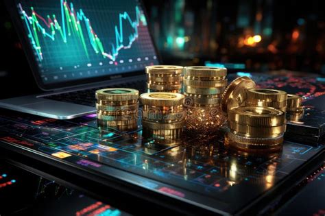 World Of Electronic Crypto Bitcoin Money And Soaring Income Graphs Stock Image Image Of