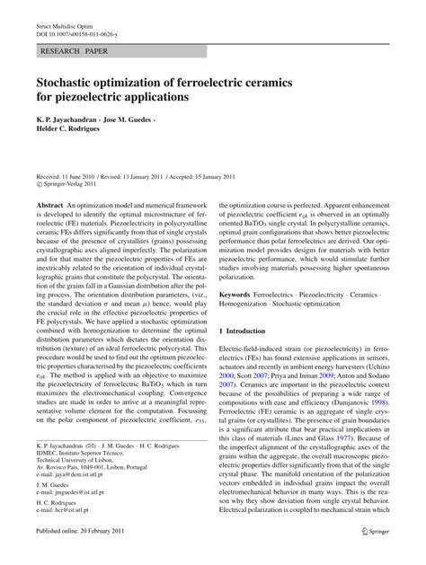 Pdf Stochastic Optimization Of Ferroelectric Ceramics For Piezoelectric Applications