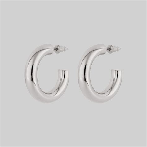 Stella Simple Medium Hoop Earrings Silver Regalrose