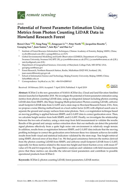 pdf potential of forest parameter estimation using metrics from