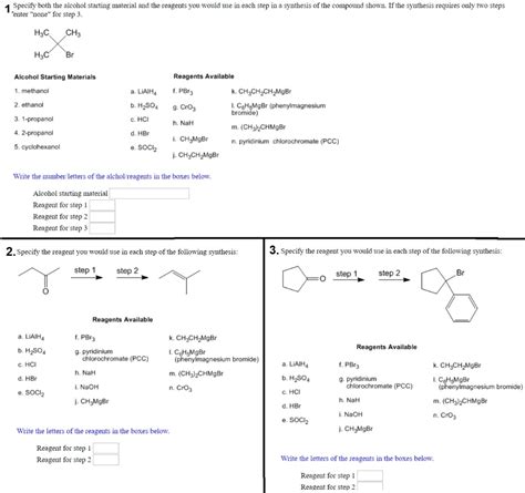 SOLVED Specify Both The Alcohol Starting Material And The Reagents YOu