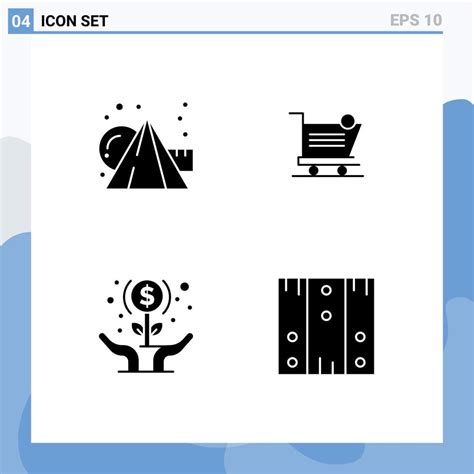 Set Of 4 Vector Solid Glyphs On Grid For Art Expand Cubes Shipping Growth Editable Vector Design