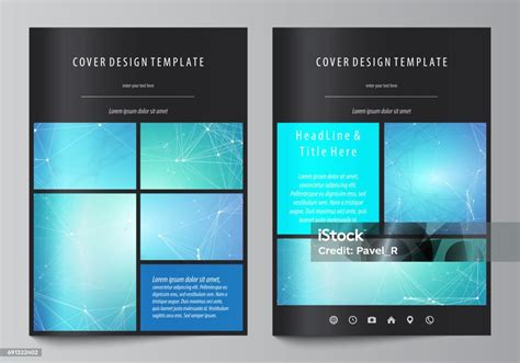 안내 책자 잡지 전단지 책자에 대 한 비즈니스 템플릿 보고서 디자인 서식 파일 A4 크기의 벡터 레이아웃을 커버 화학 패턴 분자 구조 Dna 연구 의학 개념 가리기에 대한