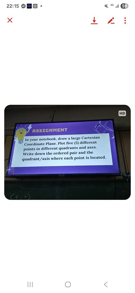 In Your Notebook Draw A Large Cartesian Coordinate Plane Plot Five 5