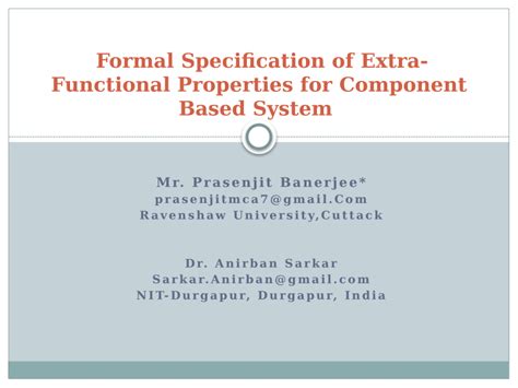 Pdf Formal Specification Of Extra Functional Properties For Component