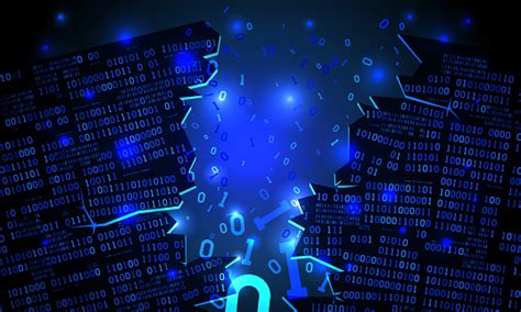 Abstract Futuristic Cyberspace With A Hacked Array Of Binary Data