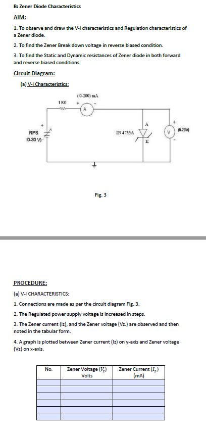 Zener Diode Forward Bias Circuit Diagram