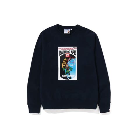 Bape Bathing Ape Relaxed Fit 21st Century Crewneck Navybape Bathing Ape
