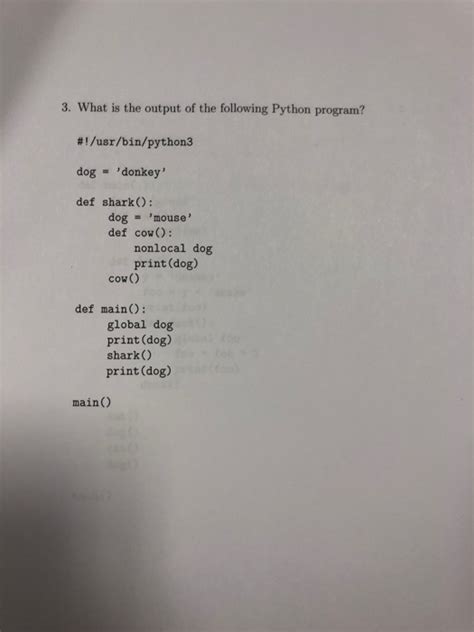 Solved 3 What Is The Output Of The Following Python