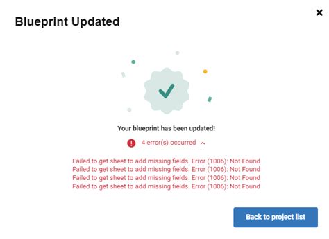 Blueprint Set Up Successful But With 1006 Error Message From Missing Fields Smartsheet Community