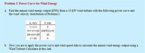 Problem 3 ﻿power Curve For Wind Energya ﻿find The