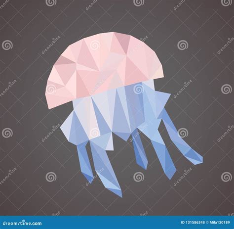 Abstract Geometry Polygonal Jellyfish Low Poly Vector Illustration