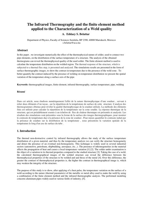 Pdf The Infrared Thermography And The Finite Element Method Applied To The Characterization Of