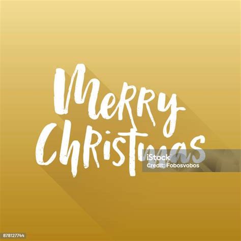 메리 크리스마스 잉크 브러시 손을 빨간 배경에 그라데이션 긴 그림자 글자 벡터 일러스트입니다 공휴일에 대한 스톡 벡터 아트 및 기타 이미지 Istock