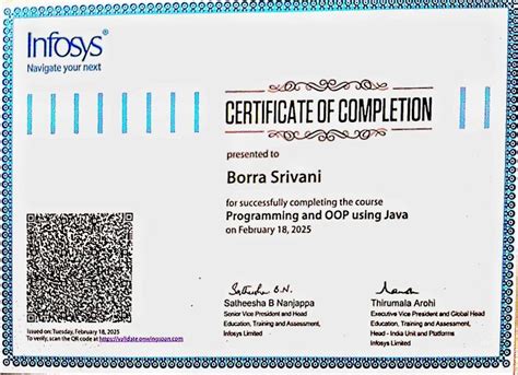 Java Oop Programming Softwaredevelopment Certification Borra Srivani