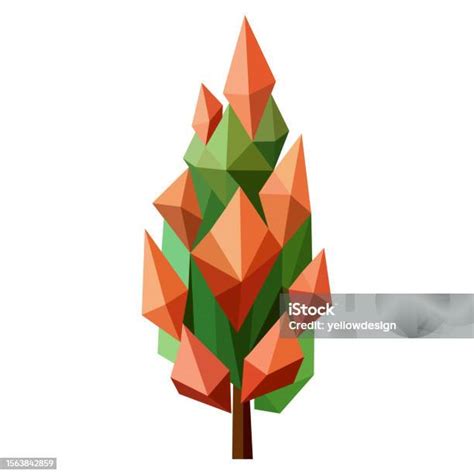 추상적인 낮은 폴리 나무 아이콘이 분리되어 있습니다 기하학적 숲 다각형 스타일입니다 3d 로우 폴리 심볼 양식화된 에코 디자인