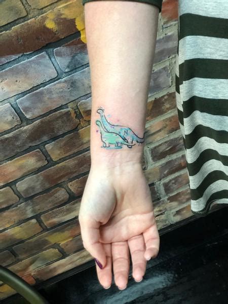 Watercolor Dino Tattoo By Drew Tattoonow