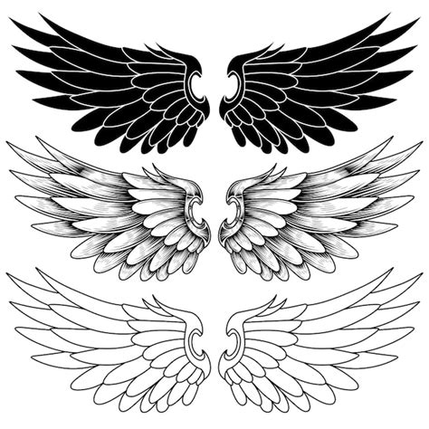 Angel Wing Outline Tattoos