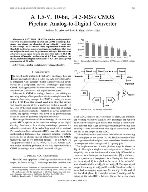 PDF A V Bit MS S CMOS Pipeline Analog To Digital Converter