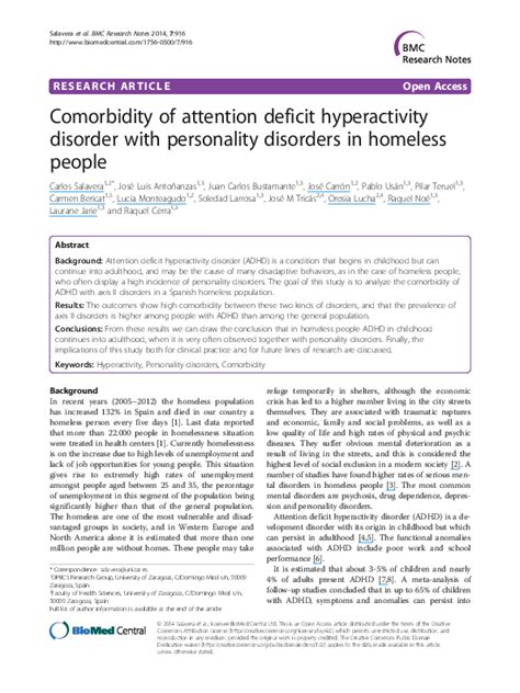 Pdf Comorbidity Of Attention Deficit Hyperactivity Disorder With Personality Disorders In