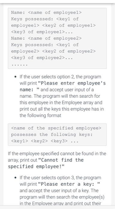 Solved Write A Program That Manages The Keys Owned By The