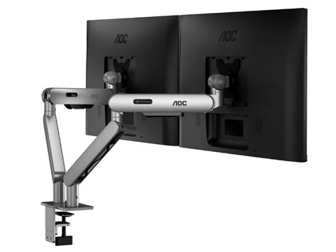 AOC AM S Dual Monitor Adjustable Arm Desk Stand Silver AM S